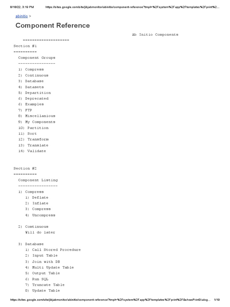 Component Reference | PDF | Sql | Databases