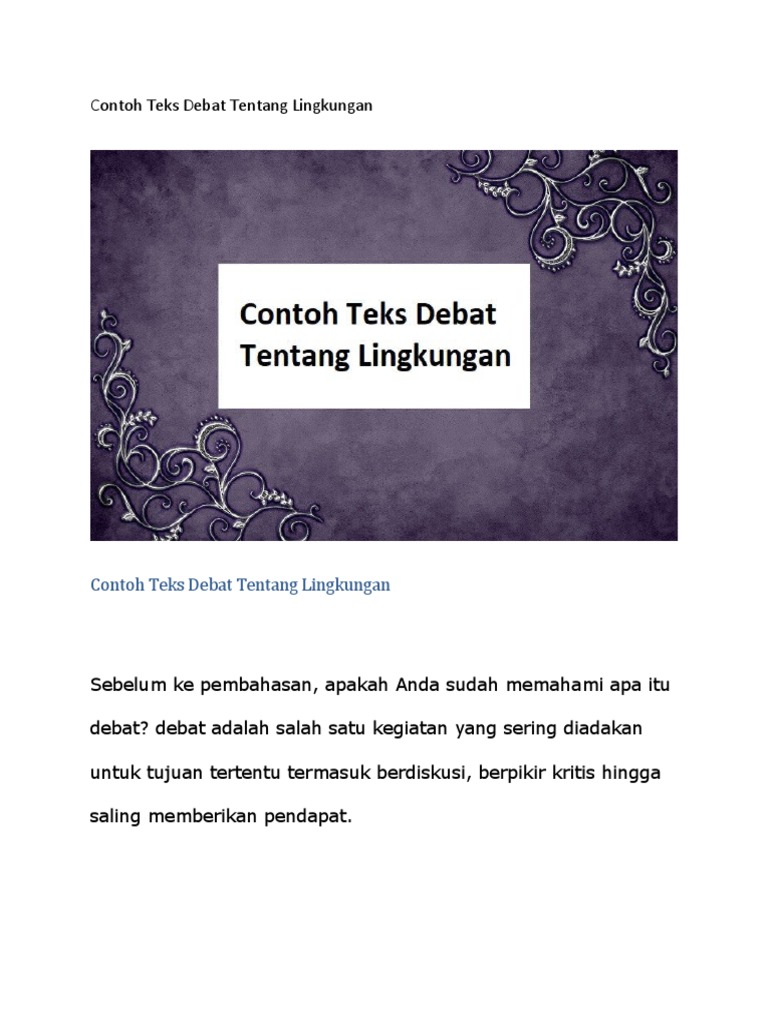 Contoh Teks Debat Tentang Lingkungan | PDF