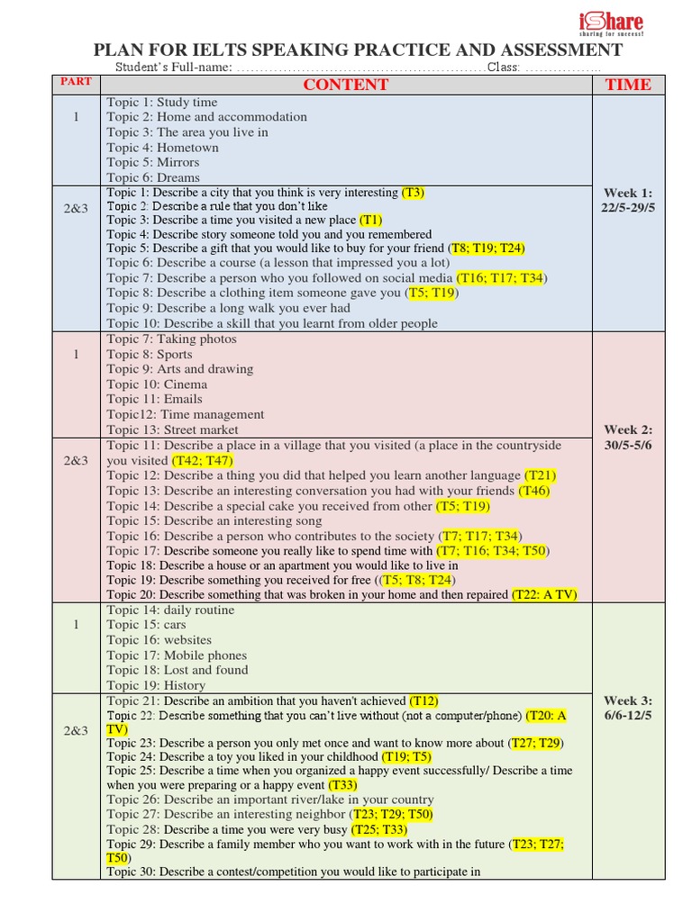 Speaking Test Practice and Test | PDF