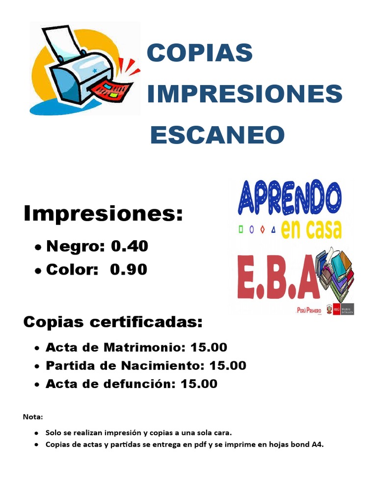 Anuncio de Impresiones y Copias | PDF