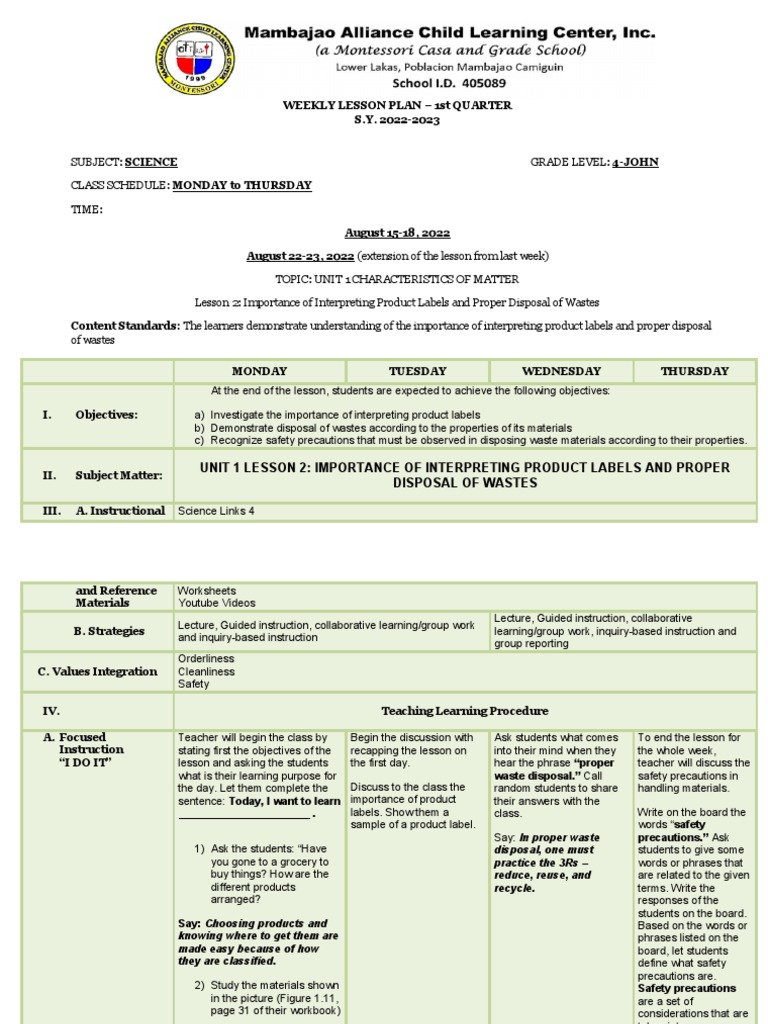 WK 3 Science 4-John LP (Extension) | PDF | Waste Management | Inquiry ...