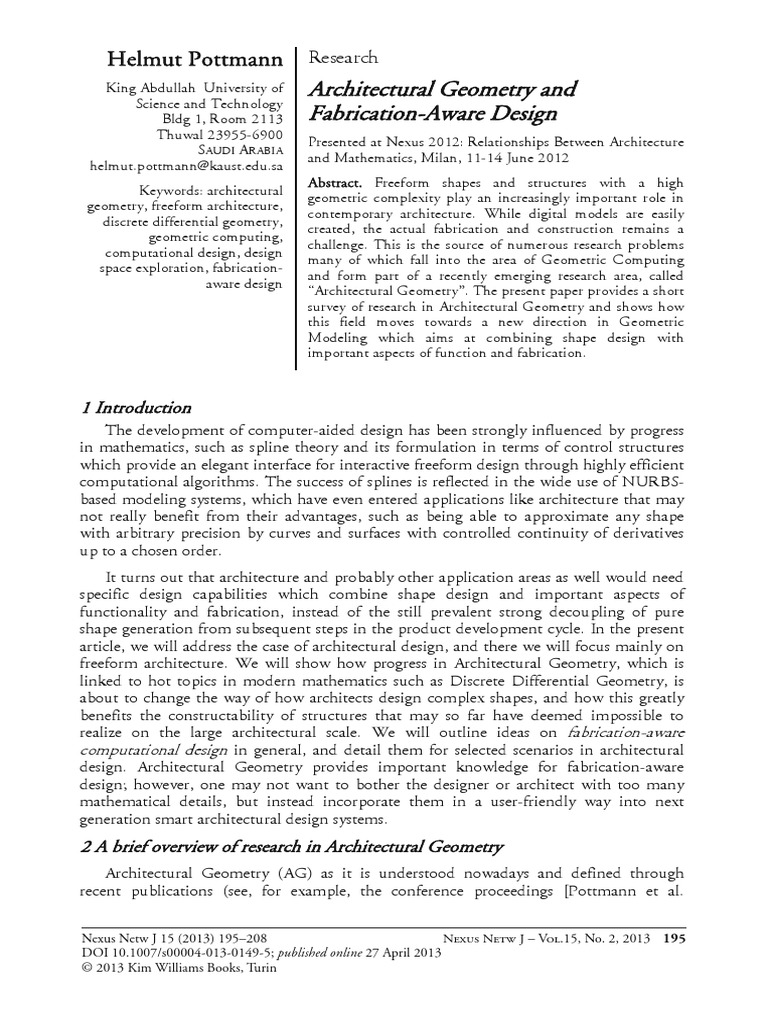 Architectural Geometry As Design Knowledge | PDF | Geometry | Curvature