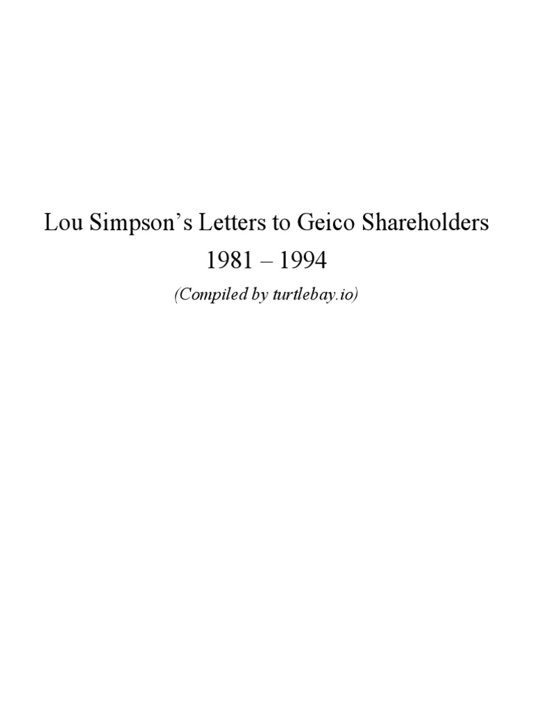Lou Simpson GEICO Letters | PDF | Investing | Stocks