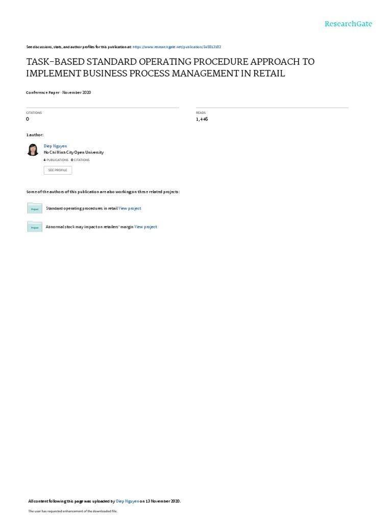 Task-Based Standard Operating Procedure Approach To Implement Business ...