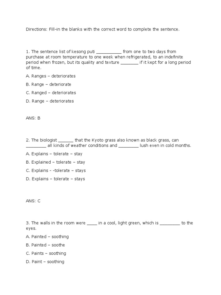 Completing Sentences Part 1 | PDF | Cognitive Science | Psychology