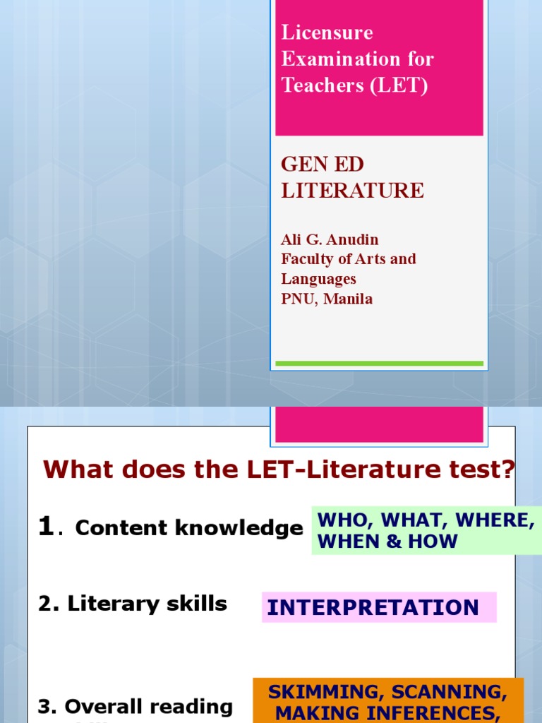 Licensure Examination For Teachers (LET) : Gen Ed Literature | PDF ...