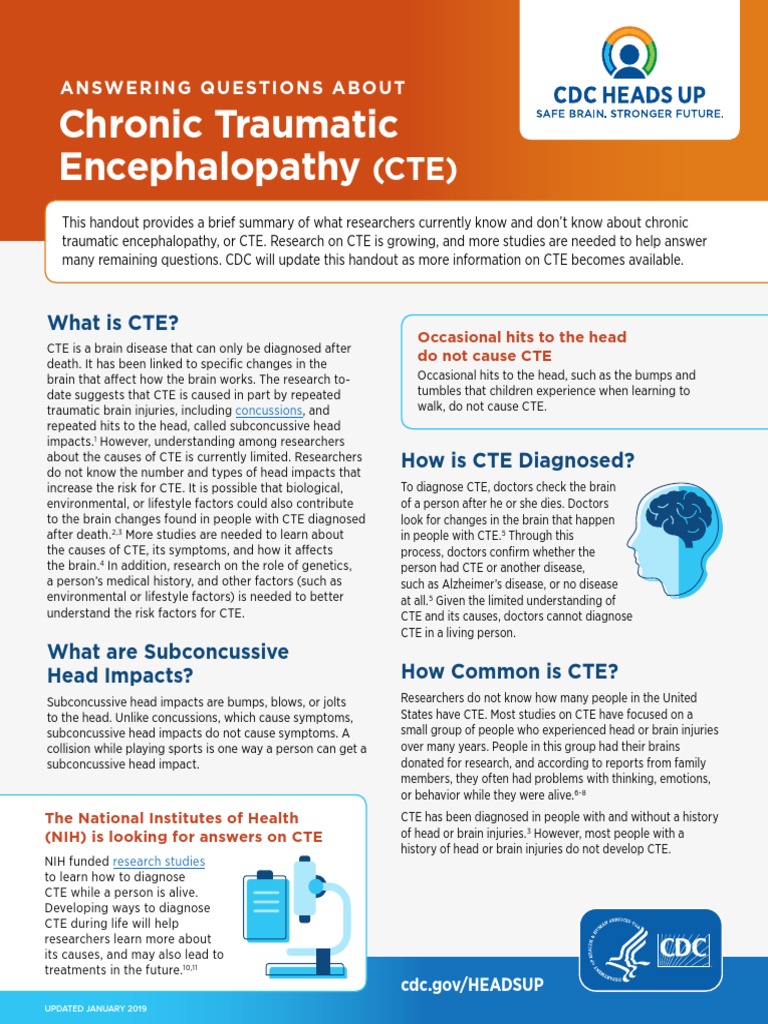 Chronic Traumatic Encephalopathy: What Is CTE? | PDF | Chronic ...