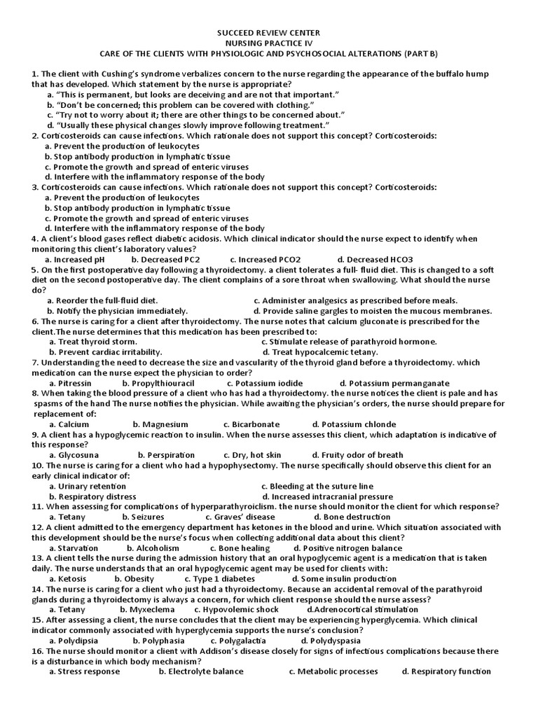 Mock Board Part 4 Ready To Print | PDF | Diabetes | Nursing