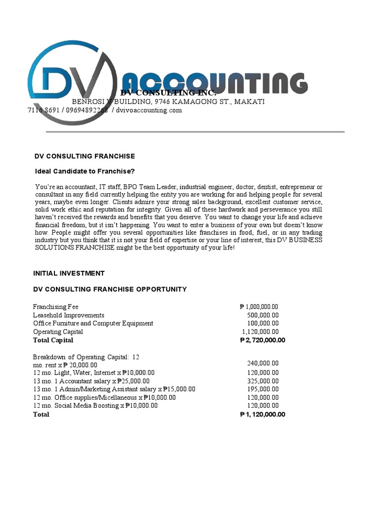 DV Consulting Inc.: Benrosi V Building, 9746 Kamagong ST., Makati | PDF ...
