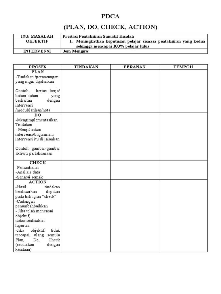 Template PDCA-Jue | PDF