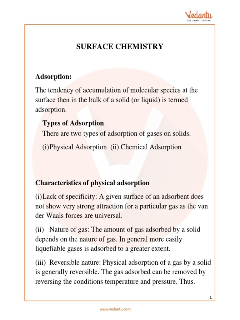 Surface Chemistry: Adsorption & Catalysis | PDF | Adsorption | Catalysis