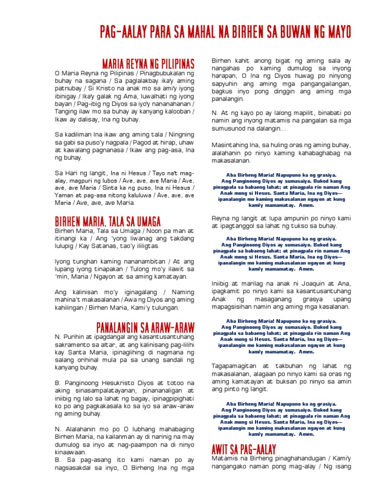 Pag-Aalay Prayers | PDF