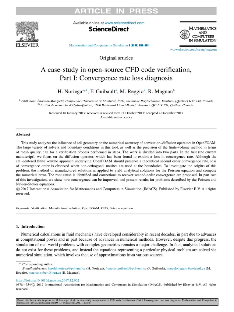 A Case-Study in Open-Source CFD Code Verification, Part I: Convergence ...