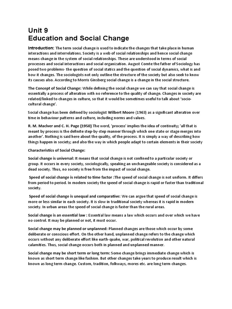 Social Change and Education | PDF | Sociology | Society