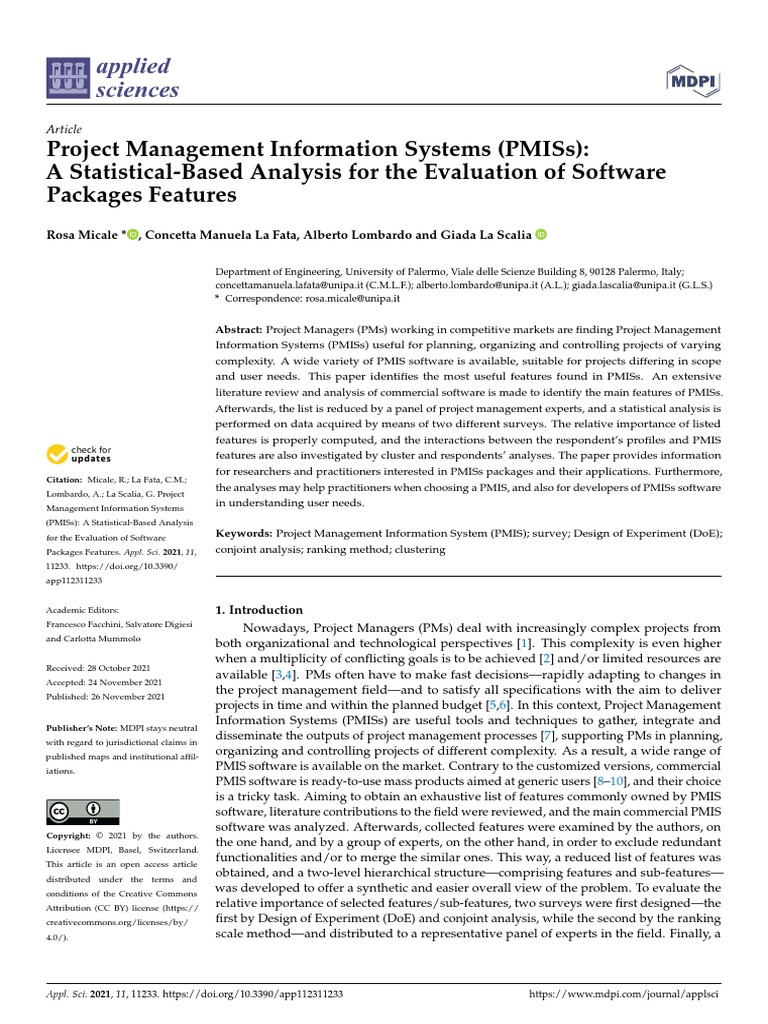 Project Management Information Systems (PMISs) : A Statistical-Based ...