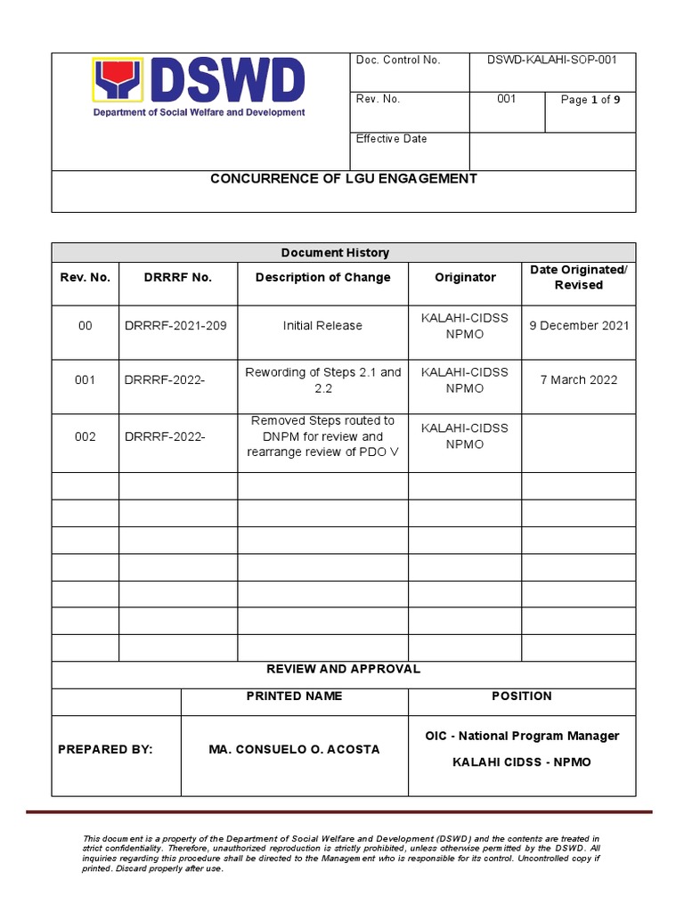 Drat 02 01 Concurrence To LGU Engagement Standard Operating Procedure ...