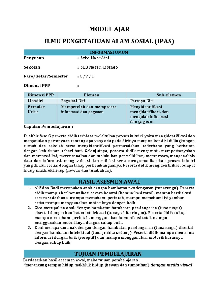 Modul Ajar IPAS Kelas 3 Fase C | PDF | Kajian Bahasa Asing