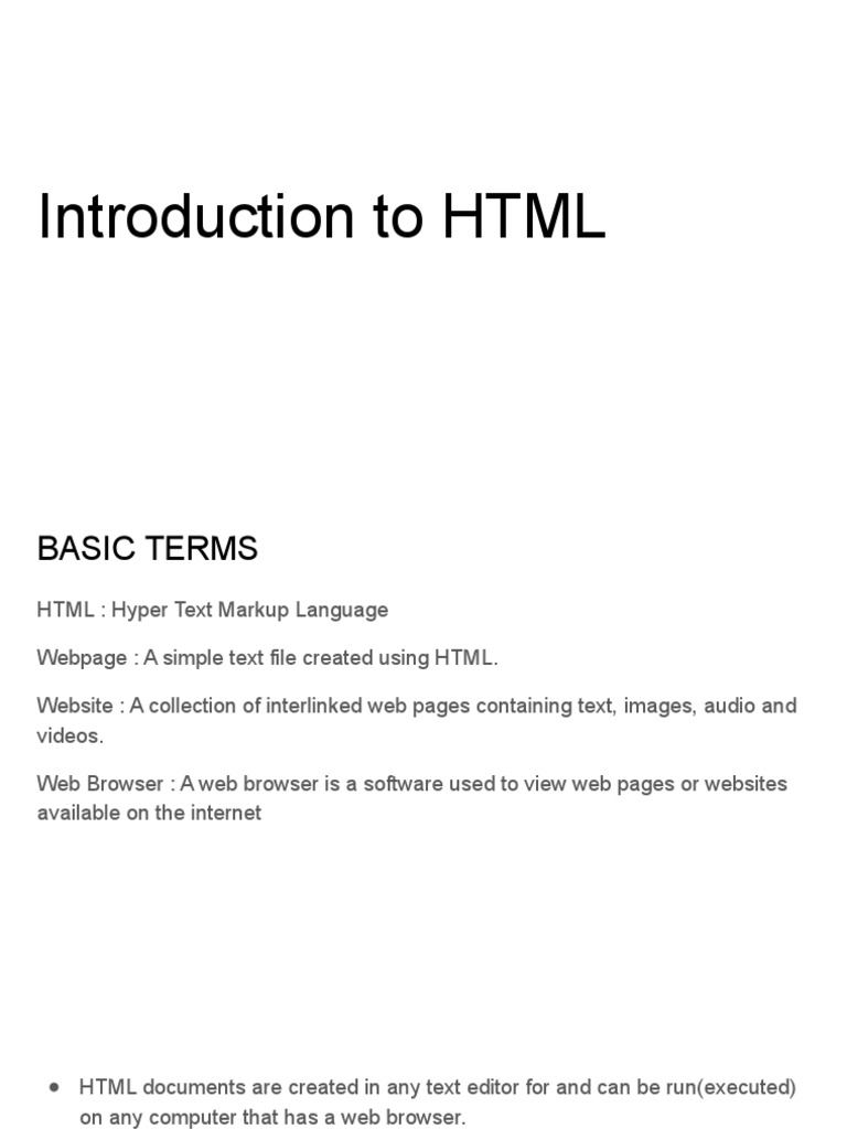 Introduction To Html Pdf Html Element Html