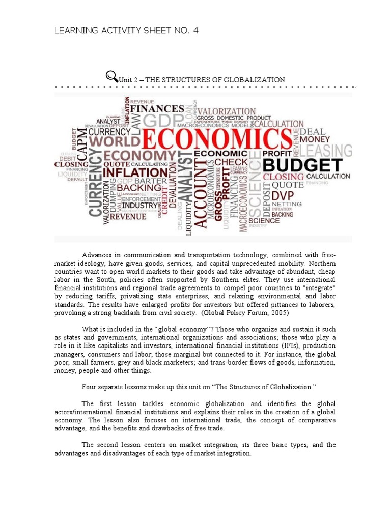 Learning Activity Sheet No. 4 | PDF | Argument | Globalization