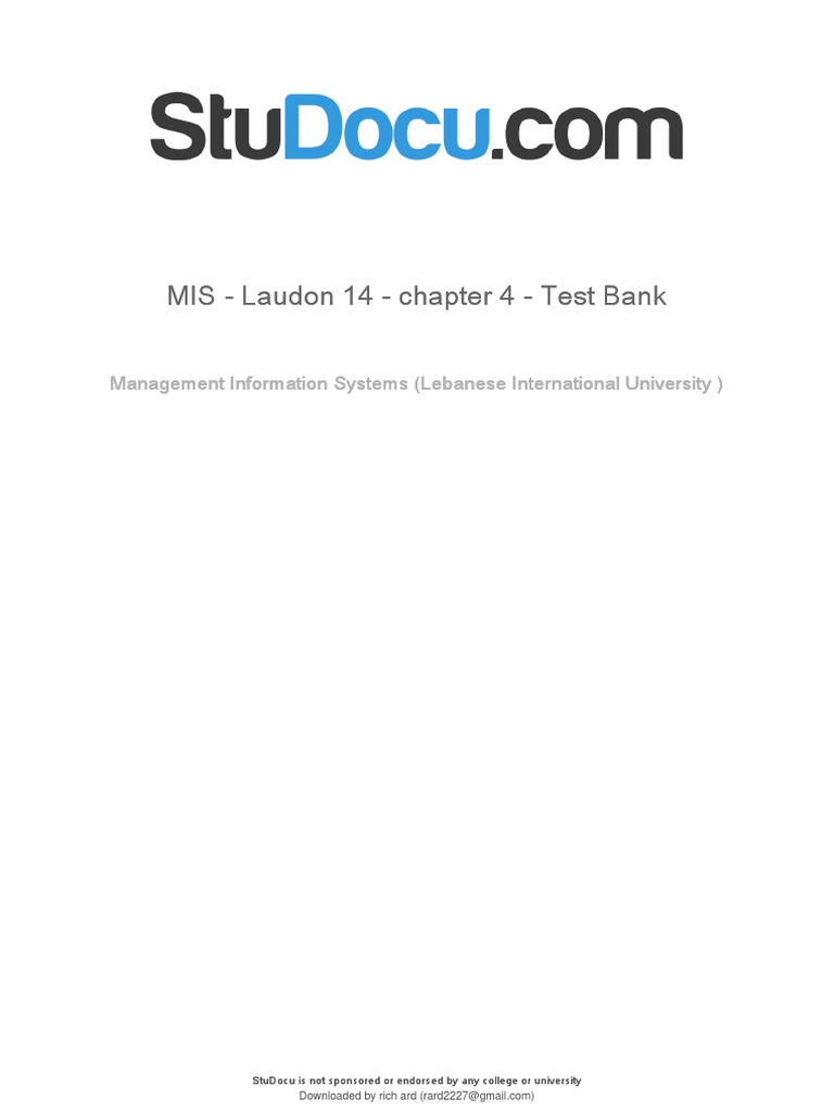 Mis Laudon 14 Chapter 4 Test Bank | PDF | Privacy | Http Cookie