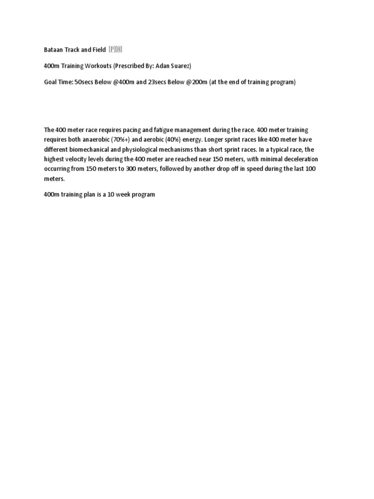 10-Week 400m Training Program | PDF | Determinants Of Health | Physical ...