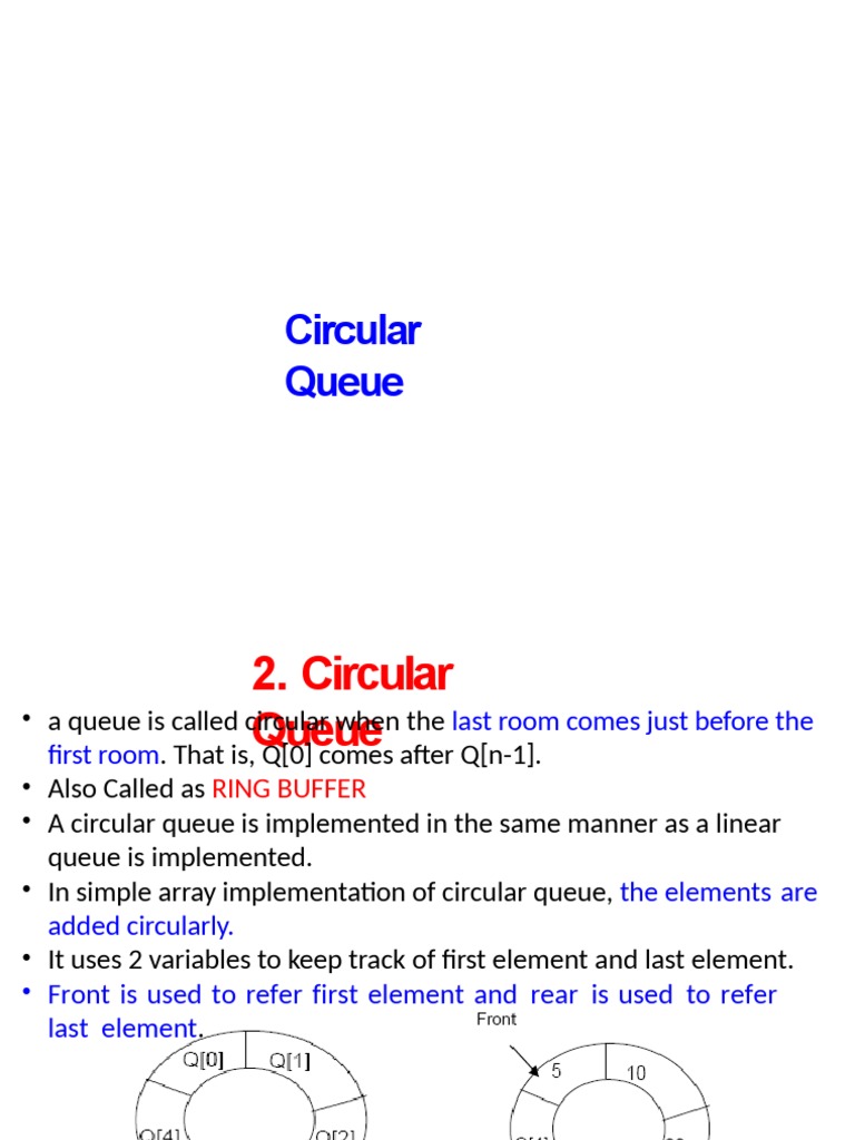 Circular Queue | PDF | Queue (Abstract Data Type) | Computing Circular Queue | PDF | Queue (Abstract Data Type) | Computing