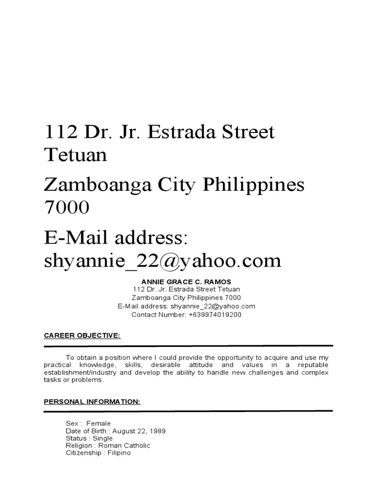 112 Dr. Jr. Estrada Street Tetuan Zamboanga City Philippines 7000 E ...