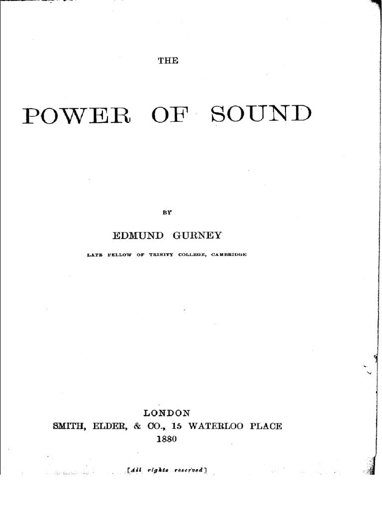 The Power of Sound (Edmund Gurney) | PDF
