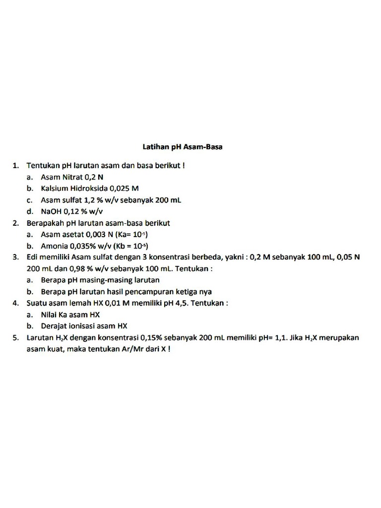 KD1 - Latihan PH Asam-Basa | PDF