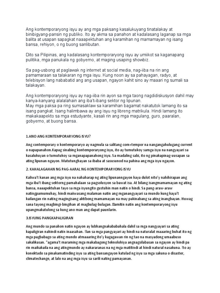 AP 10 Kontemporaryong Isyu | PDF
