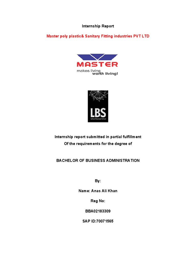 Internship Report on Master Poly Plastic & Sanitary Fitting Industries | PDF | Internship | Job ...