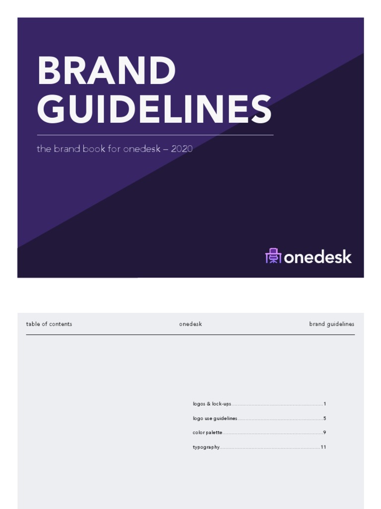 Brand Guidelines: The Brand Book For Onedesk - 2020 | PDF | Logos ...