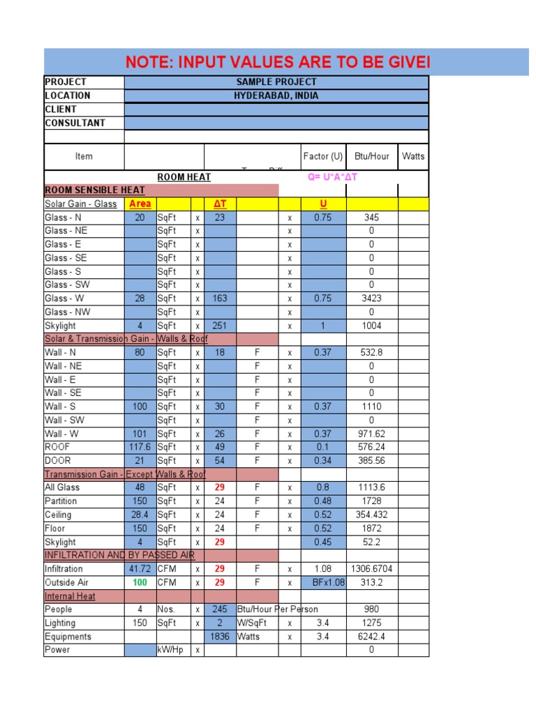 Area ΔT U: Project Sample Project Location Hyderabad, India Client ...
