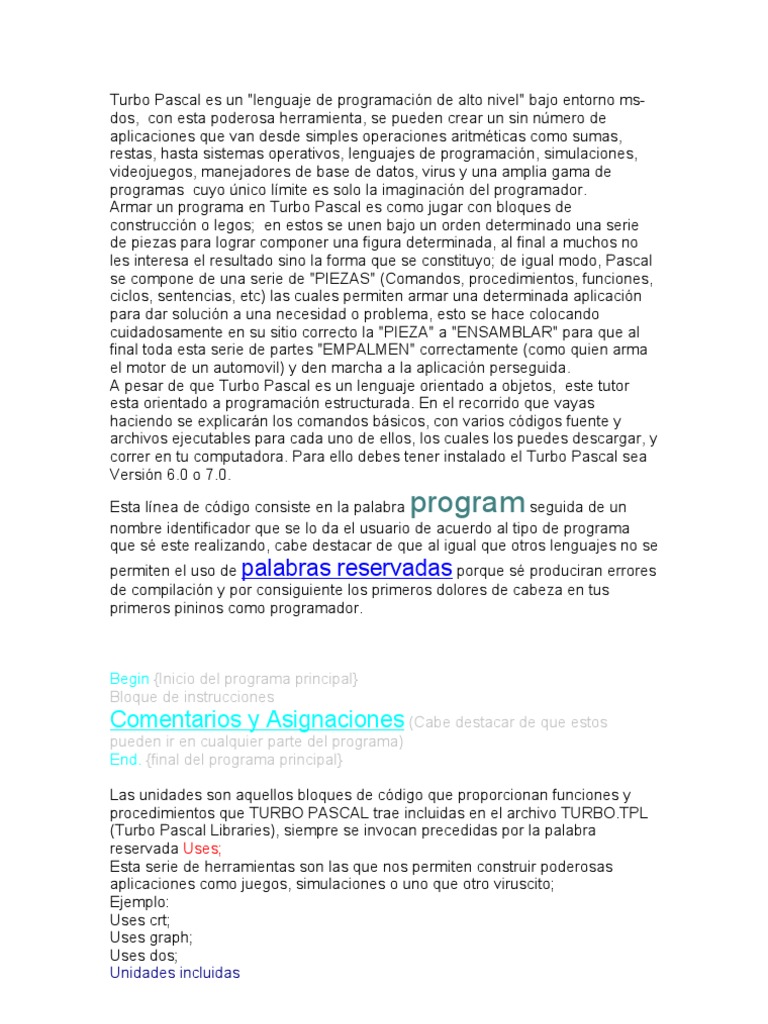 Principios De Pascal Pdf Archivo De Computadora Estructura De