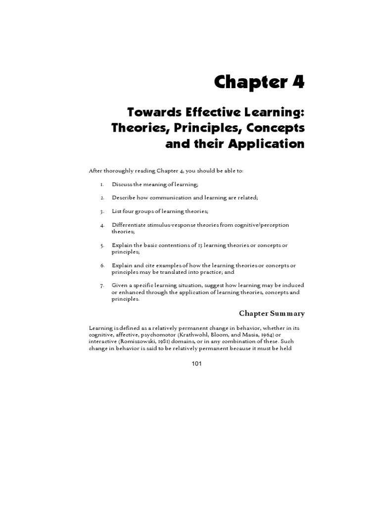 Effective Learning Theories Chapter Summary | PDF | Learning | Behaviorism