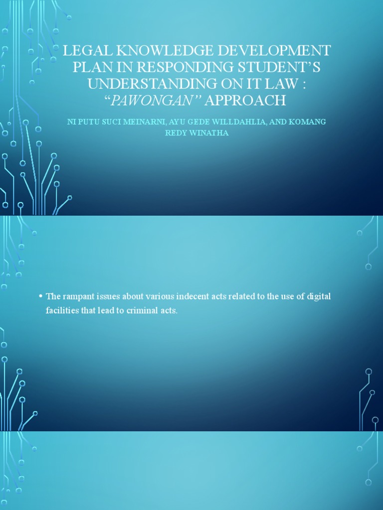 Legal Knowledge Development Plan in Responding Student'S Understanding ...