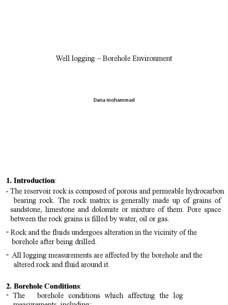 Borehole Environment in Well Logging | PDF | Permeability (Earth ...