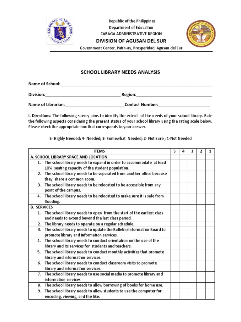 School Library Needs Analysis | PDF | School Library | Libraries School Library Needs Analysis | PDF | School Library | Libraries