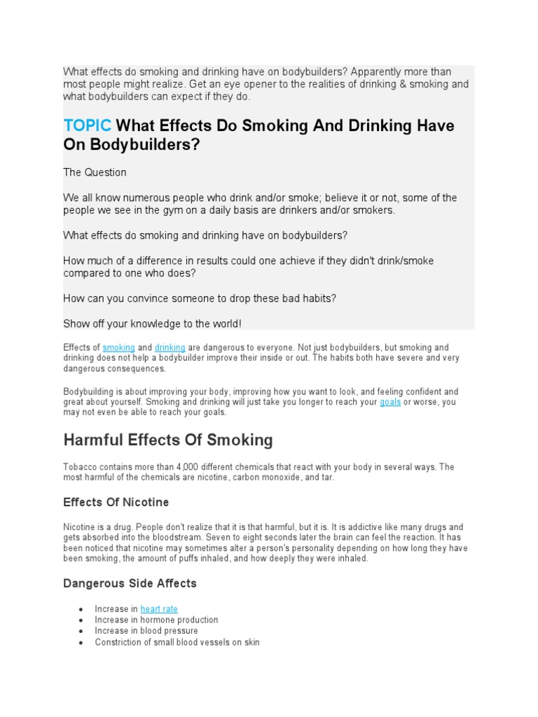 What Effects Do Smoking and Drinking | PDF | Addiction | Tobacco Smoking