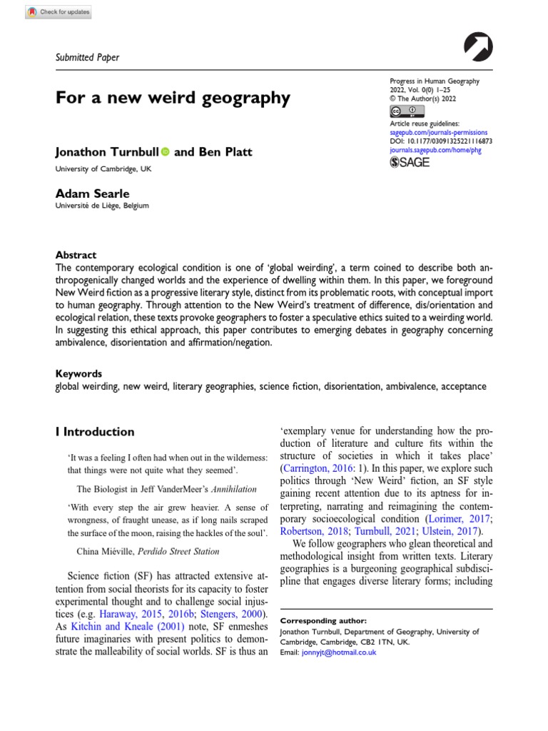 For A New Weird Geography | PDF | H. P. Lovecraft | Anthropocene