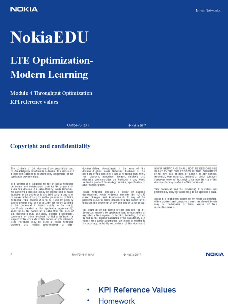 02 - RA47044-V-16A1 - Throughput Optimization - KPI Reference Values | PDF | Copyright ...