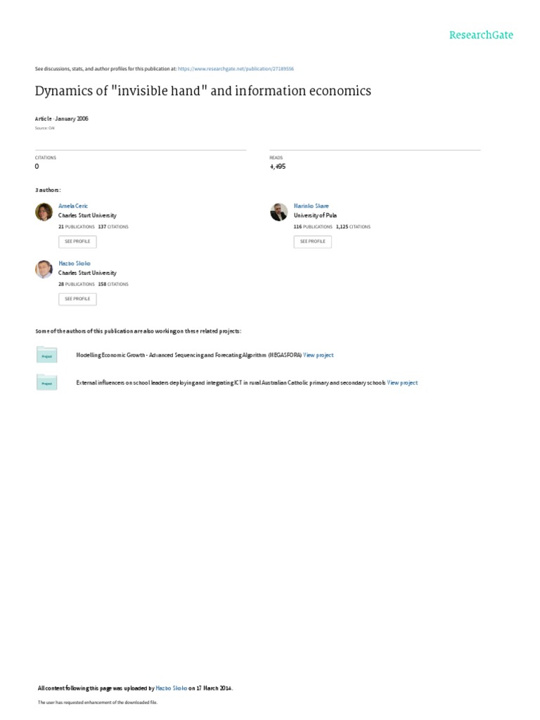 Dynamics of Invisible Hand and Information Economi | PDF | Economics ...