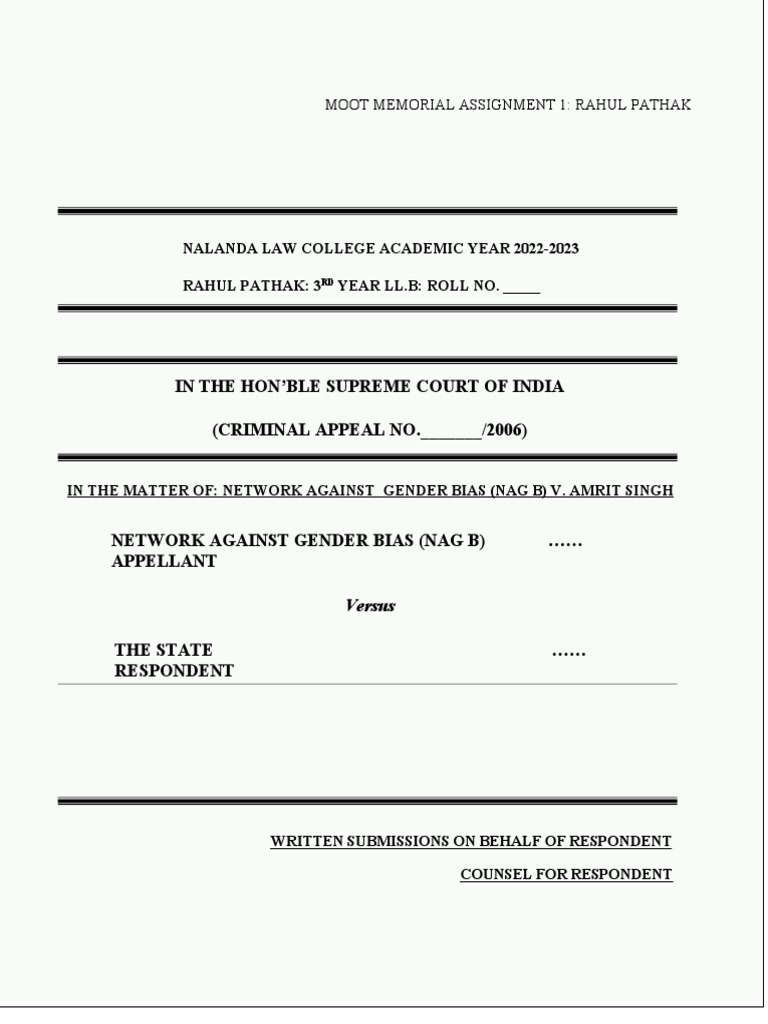 Moot Court Memorial | PDF | Judgment (Law) | Capital Punishment