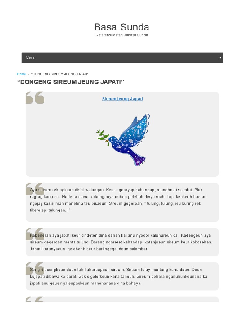 Basasunda Com 5 Cerita Dongeng Fabel Bahasa Sunda | PDF