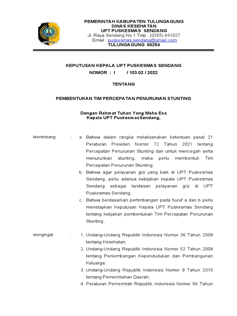 SK Tim Stunting | PDF | Karier & Perkembangan | Kesehatan Holistik