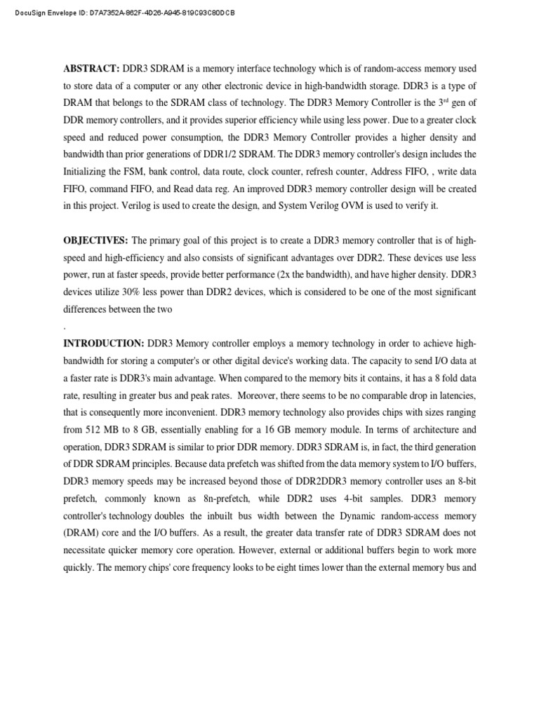 DDR3 Memory Controller Proposal | PDF | Computer Data Storage | Computer Science