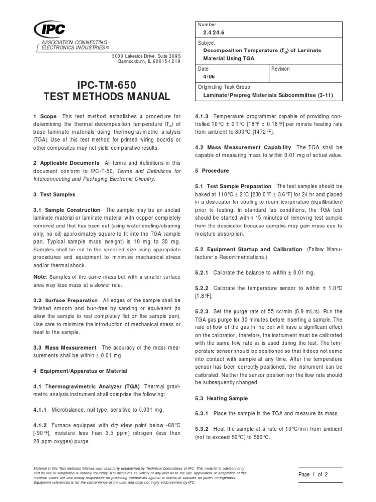 IPC-TM-650 Test Methods Manual: Association Connecting Electronics ...