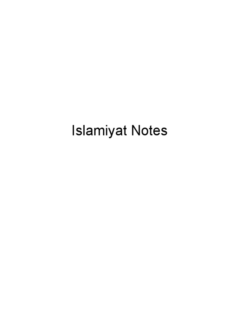Islamiyat Notes | PDF | Prophets And Messengers In Islam | God