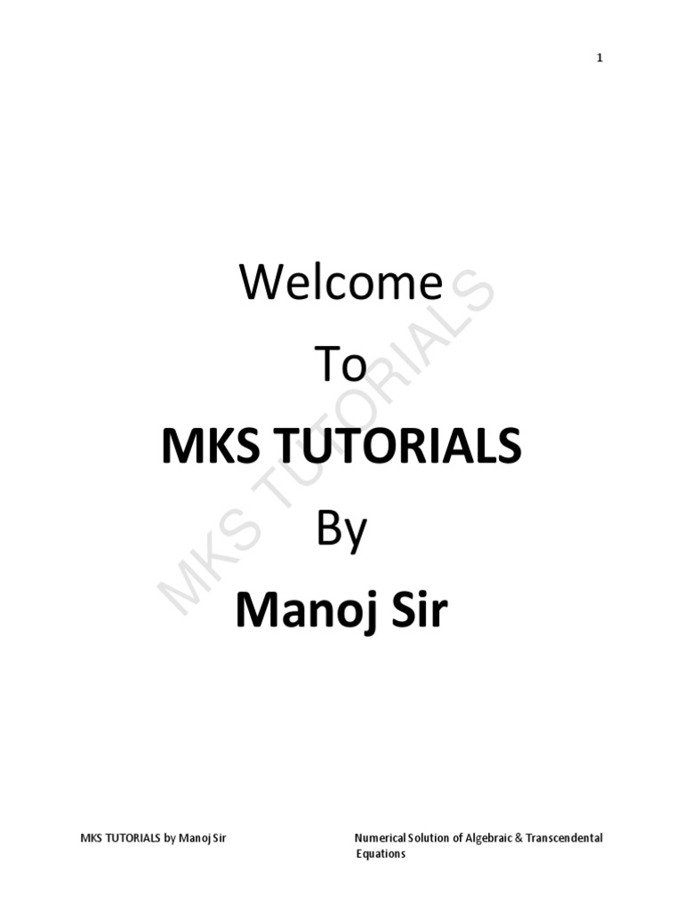 MKS Tutorials: Numerical Solutions Guide | PDF | Equations ...