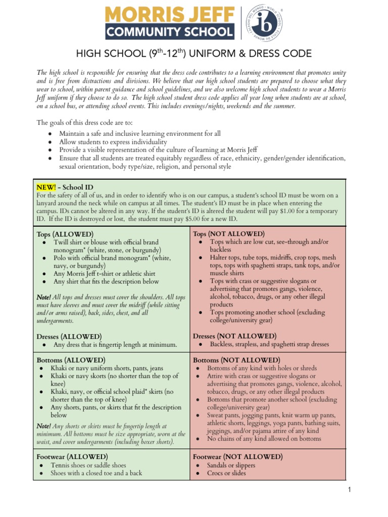 HS Uniform and Dress Code 2022 23 English - Espanol | PDF | Softlines ...